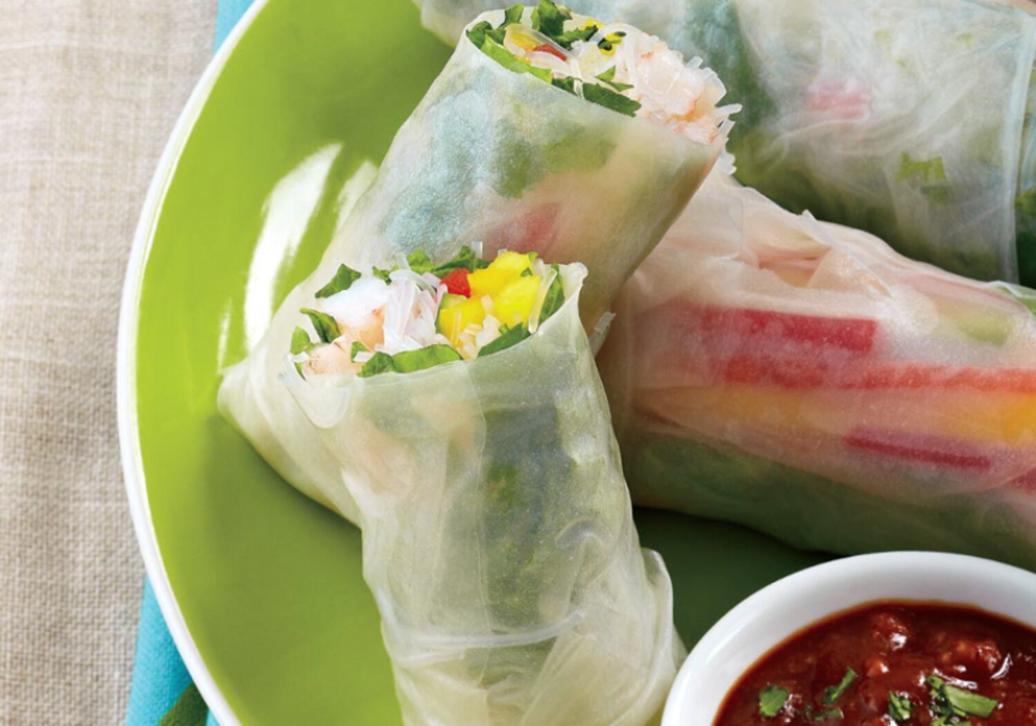 Fresh Rolls With Spicy Almond Dipping Sauce | Canadian Living