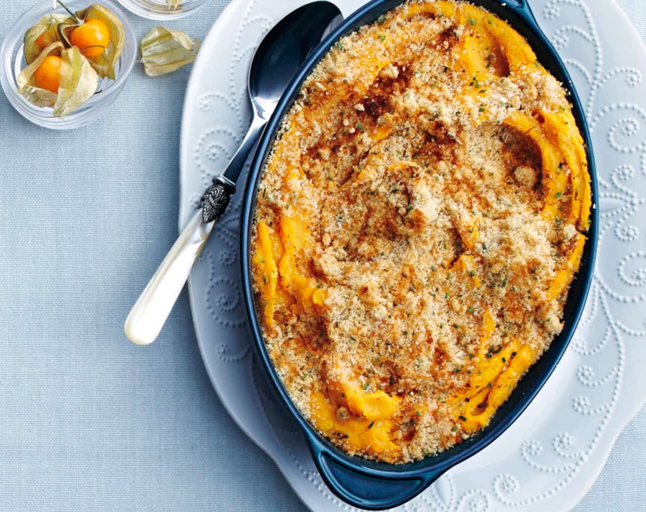 Crunchy Parmesan-Topped Double Potato Mash | Canadian Living