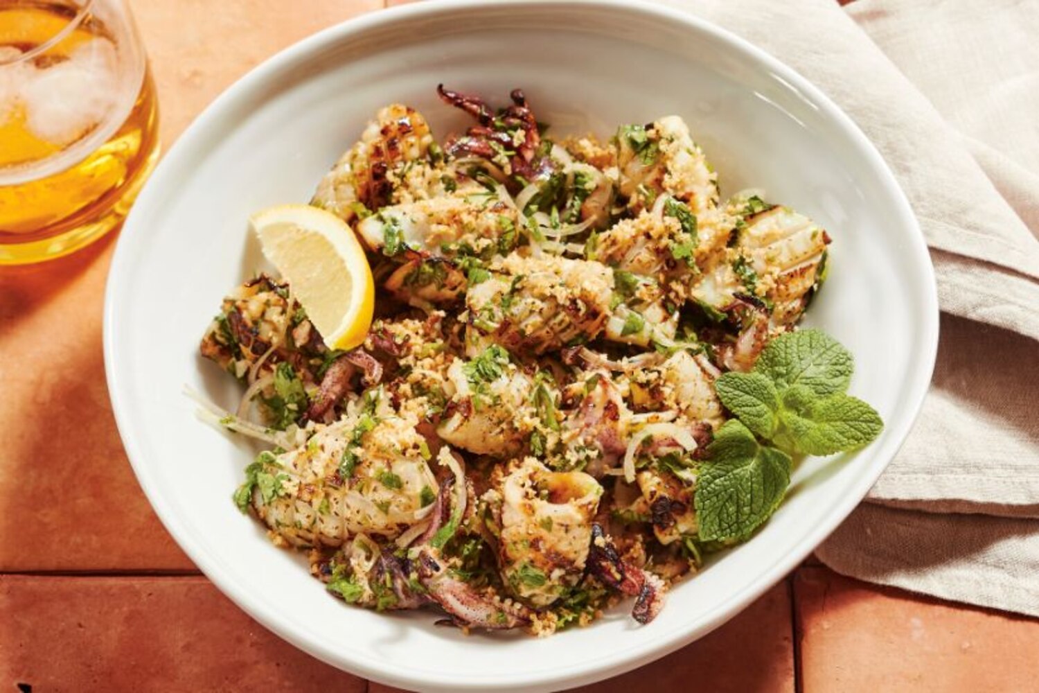 Grilled Calamari With Peanut Bread Crumbs & Cilantro Salsa | Canadian ...