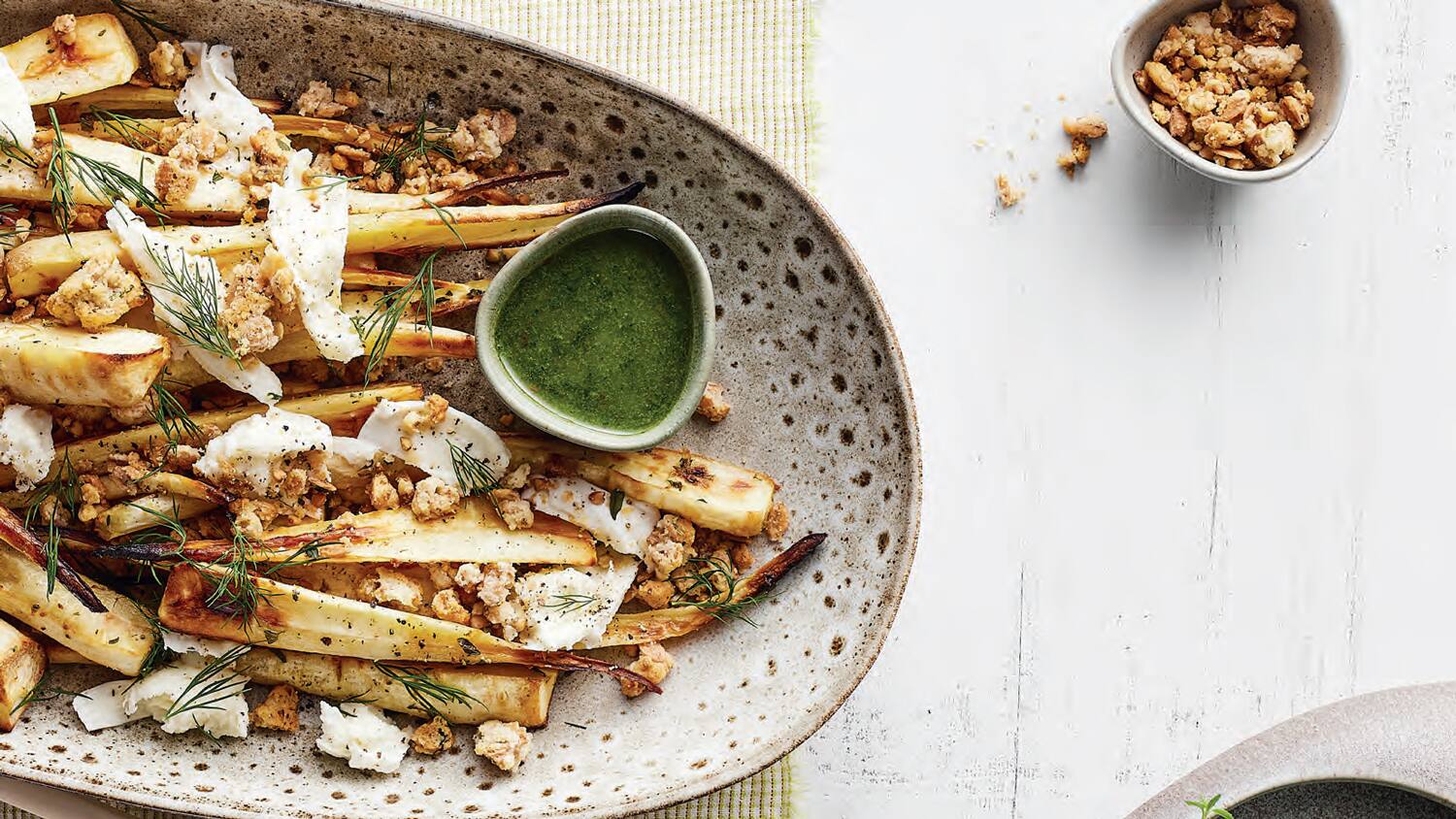 Roasted Parsnips with Buckwheat Crisp & Herb Mojo | Canadian Living