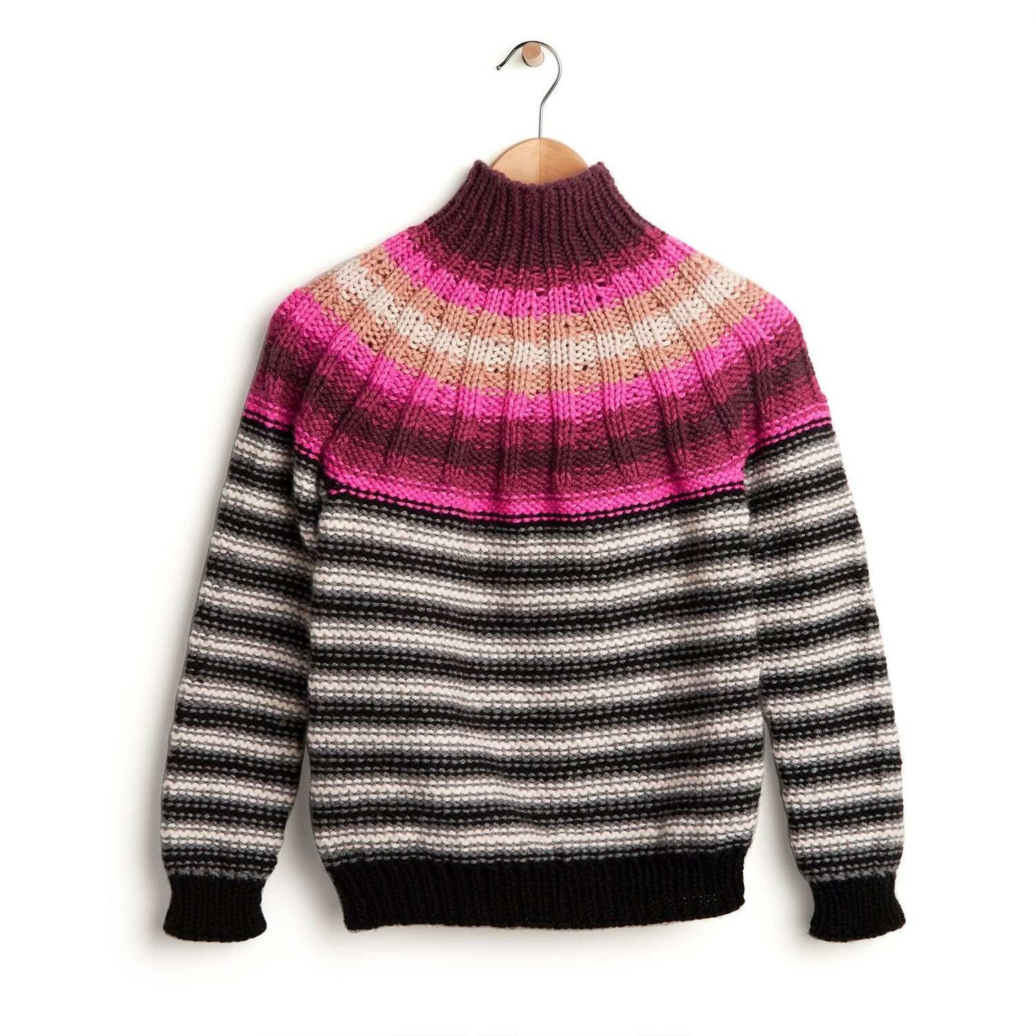 Caron® Colorama™ O'Go™ Ribs & Stripes Knit Yoke Sweater | Canadian Living