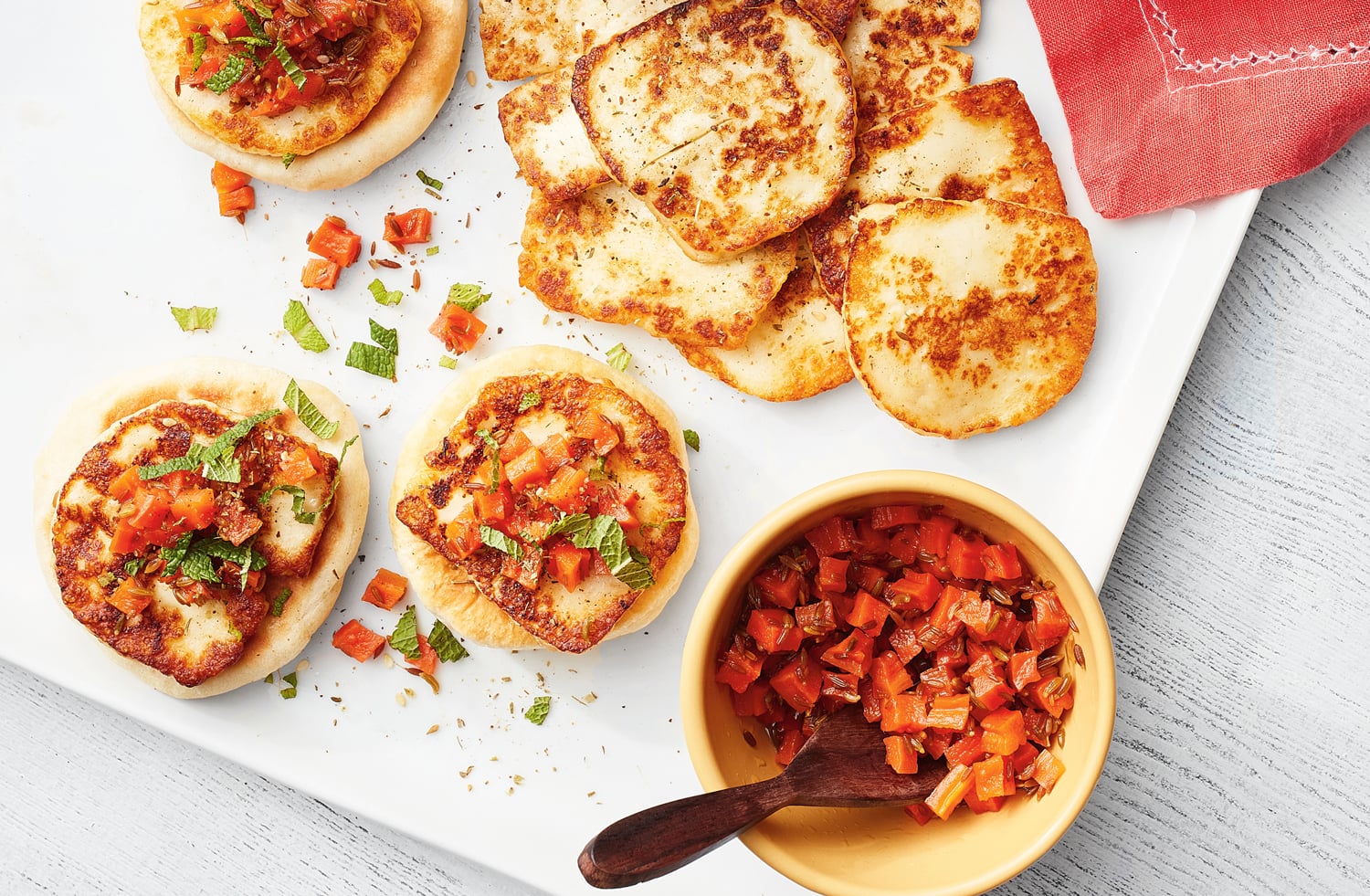 Fried Halloumi & Carrot Chutney Mini Pita Breads | Canadian Living