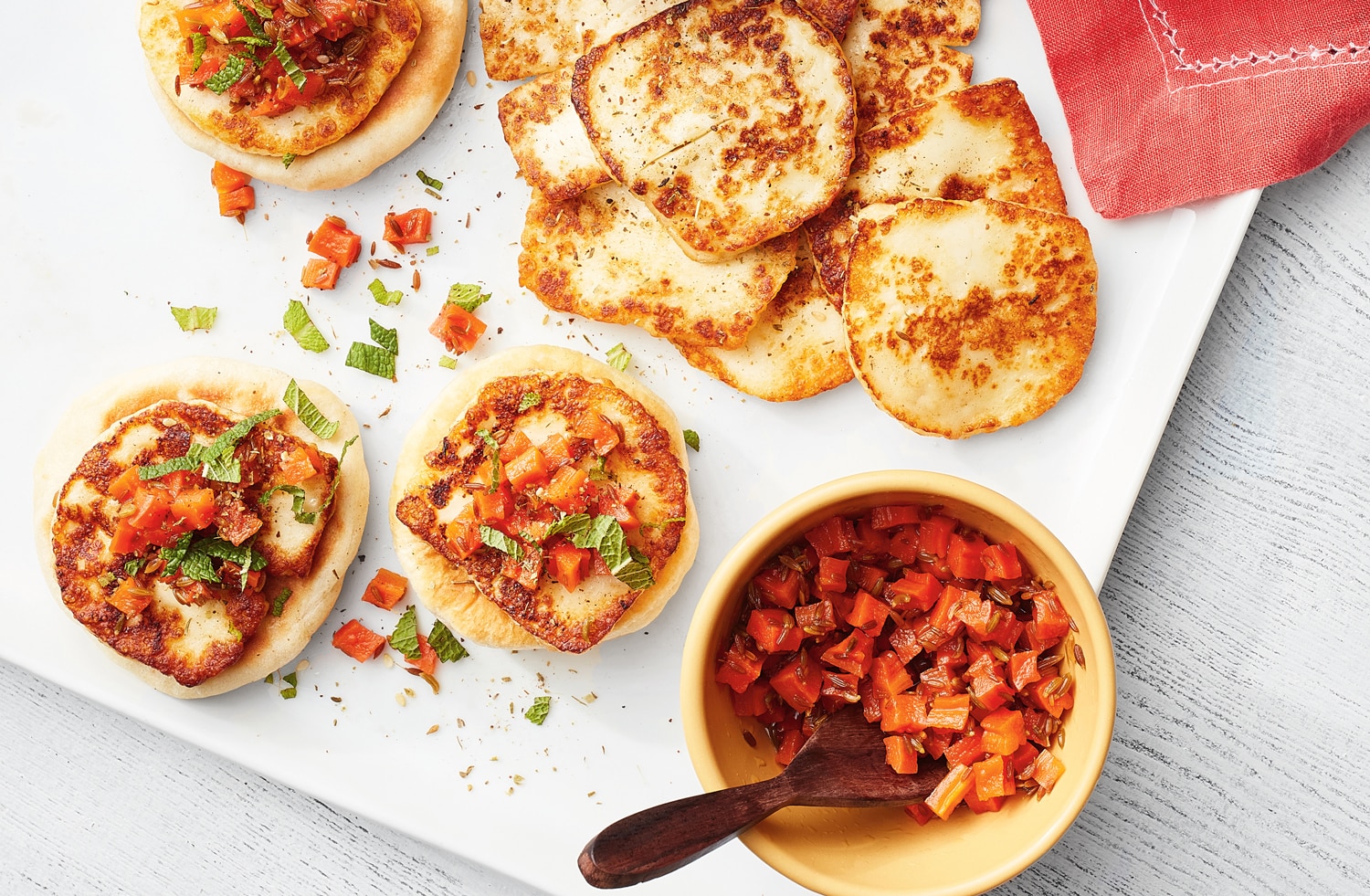 Fried Halloumi & Carrot Chutney Mini Pita Breads | Canadian Living