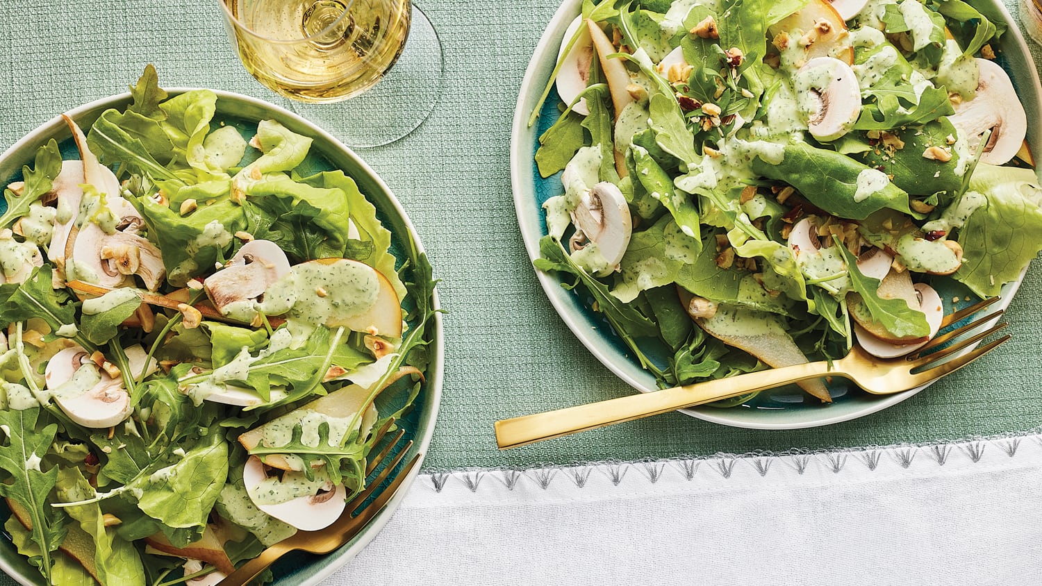 Green Salad With Mushrooms & Pears | Canadian Living