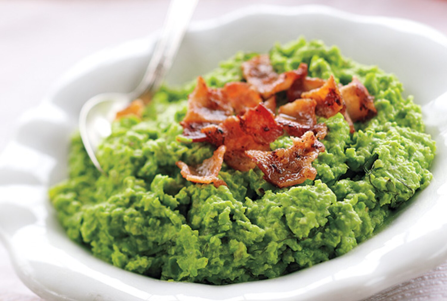 Smashed Peas With Bacon and Basil | Canadian Living