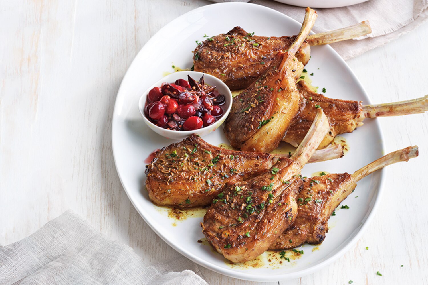 Curry-Dusted Lamb Chops with Spiced Cranberry Chutney | Canadian Living