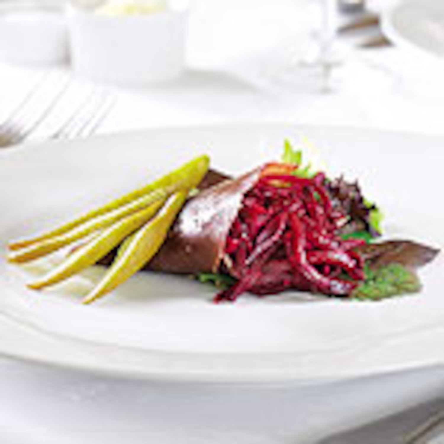 Air-Dried Bison with Roasted Beet and Pear Salad | Canadian Living