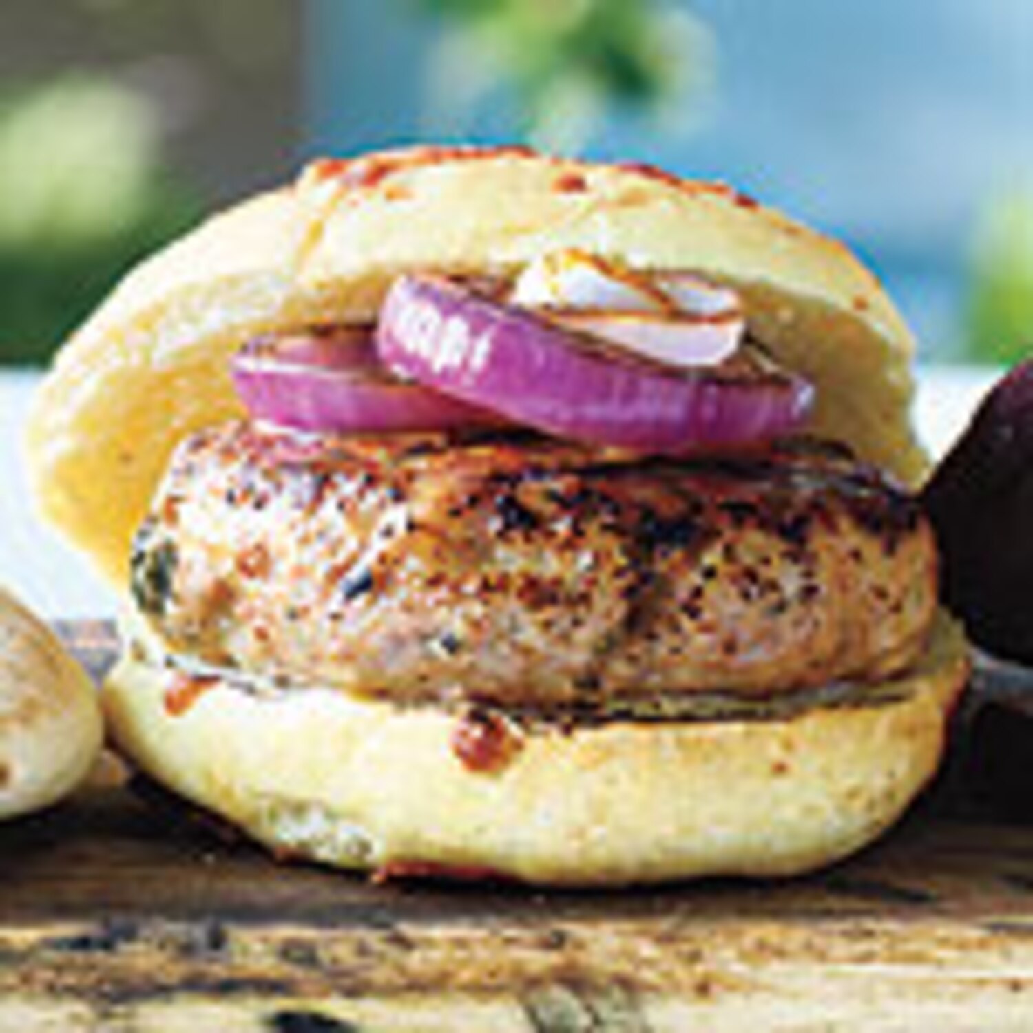 Cheddar Maple Mustard Pork Burgers | Canadian Living