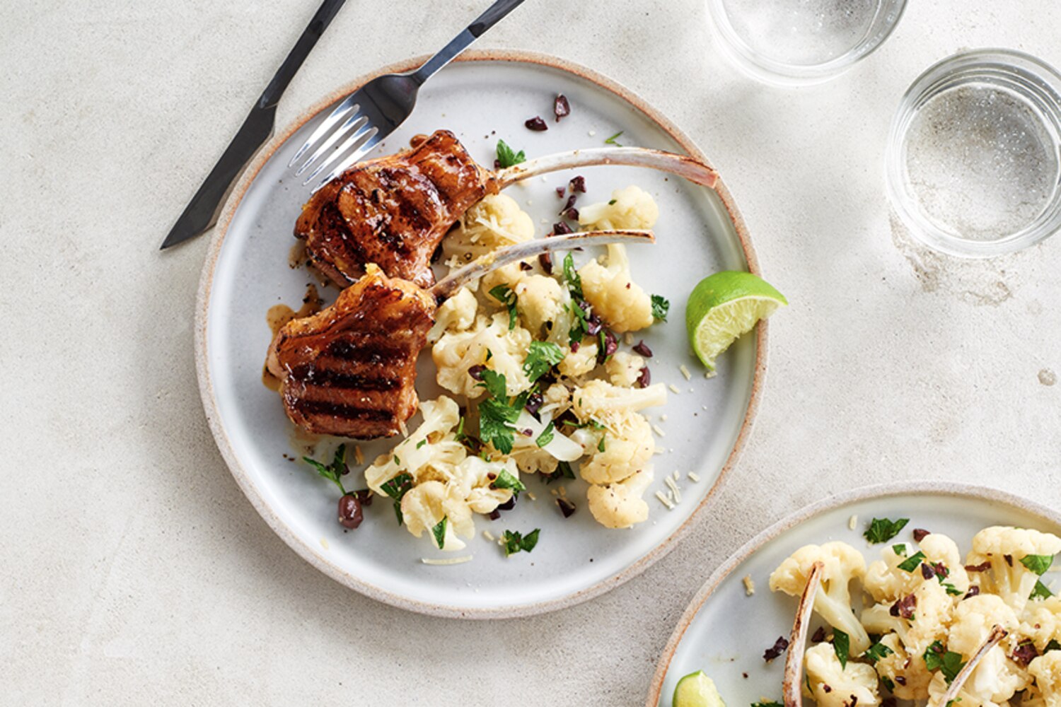 Sticky Lamb Chops with Parmesan Cauliflower | Canadian Living