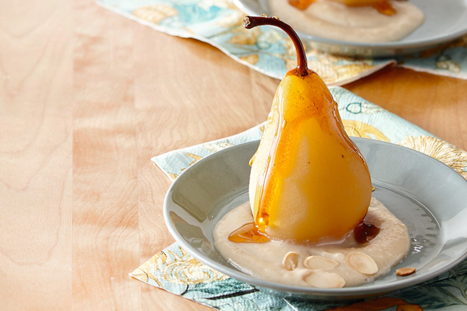 Vegan Maple-Poached Pears with Almond Cream | Canadian Living
