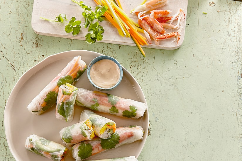 Crab & Mango Spring Rolls with Wafu Sauce | Canadian Living