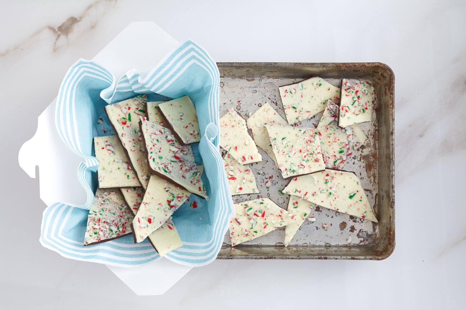 Two-Tone Peppermint Bark downloadable labels | Canadian Living