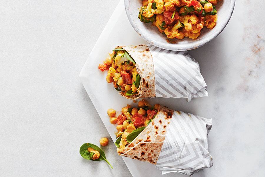 Aloo Gobi and Baby Spinach Wraps | Canadian Living