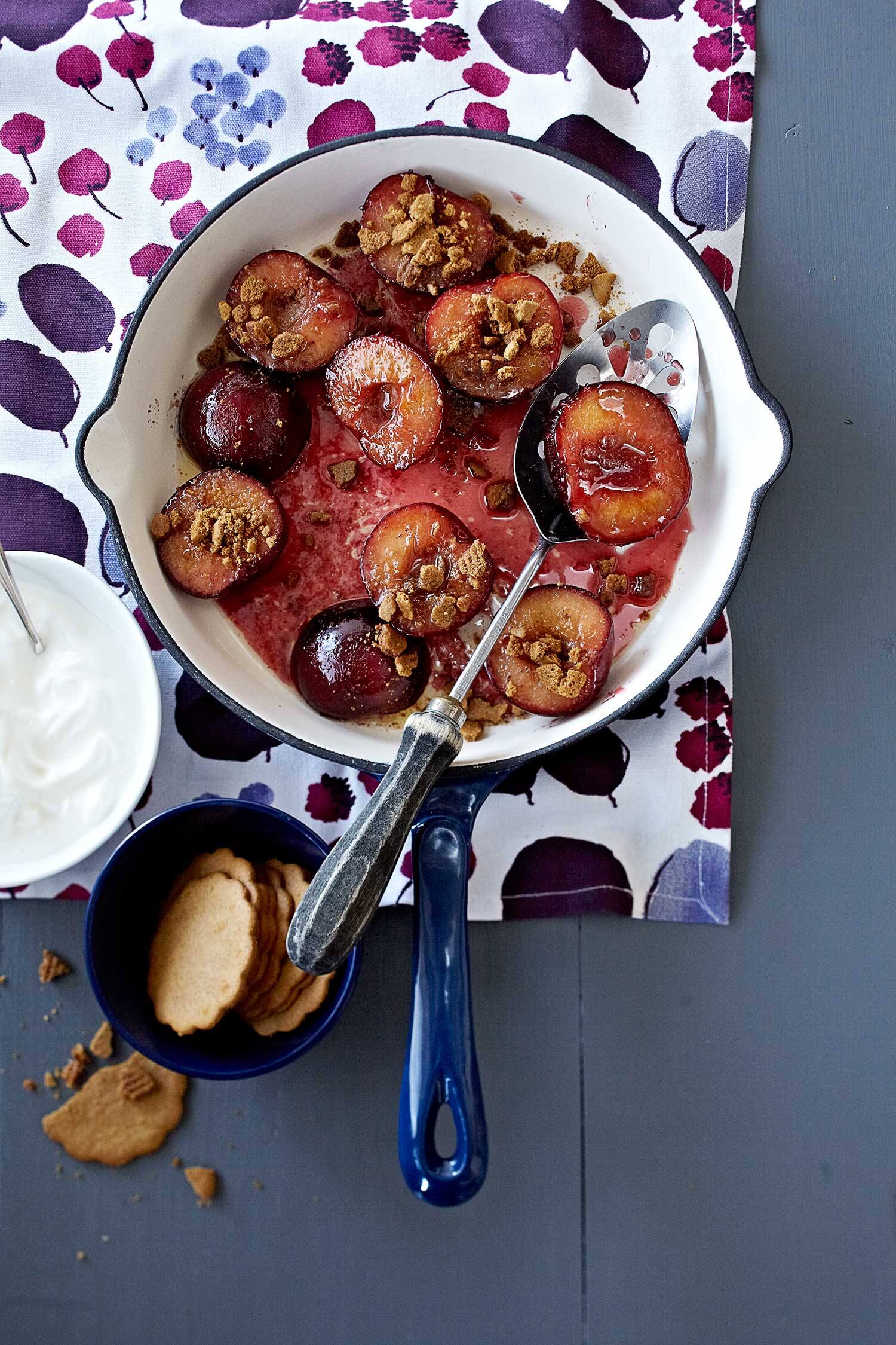 Honey-Baked Plums With Gingersnaps | Canadian Living