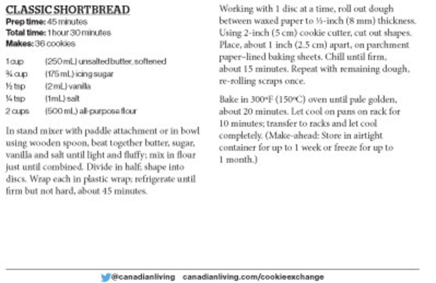Classic Shortbread downloadable recipe card | Canadian Living