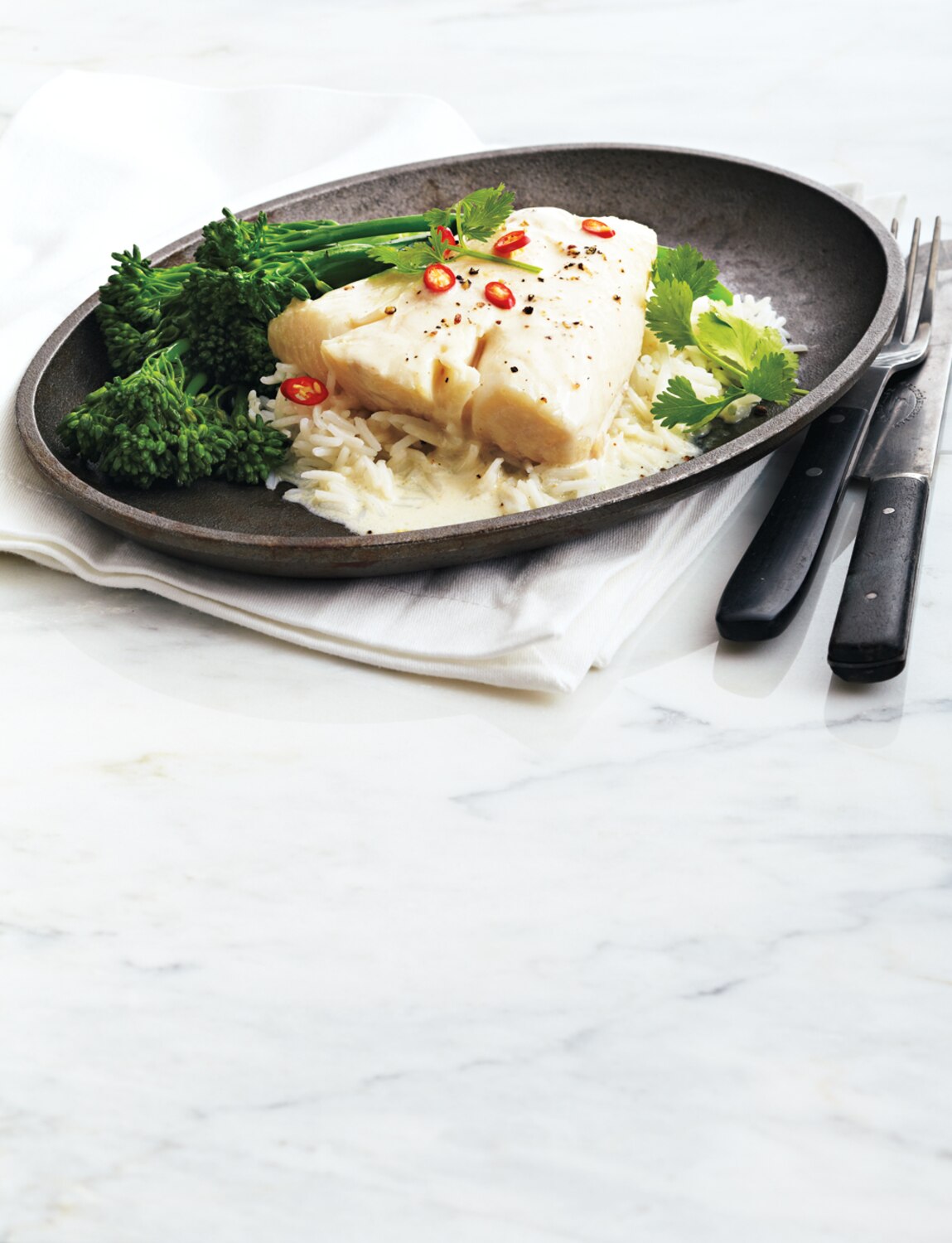 Coconut-Poached Halibut With Broccolini | Canadian Living
