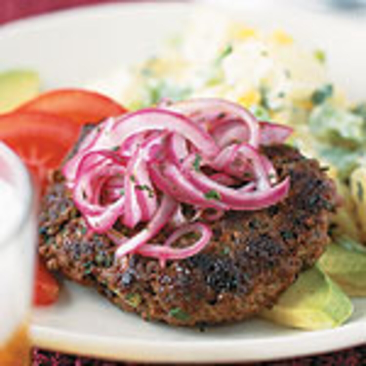 Southwestern Beef Patties with Red Onion Lime Relish | Canadian Living