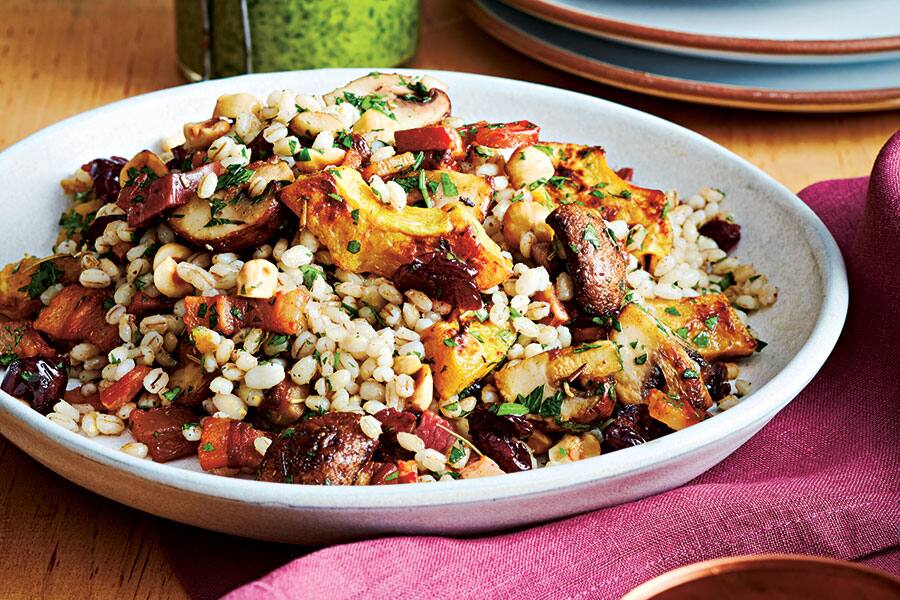 Squash and Barley Stuffing with Crispy Pancetta | Canadian Living