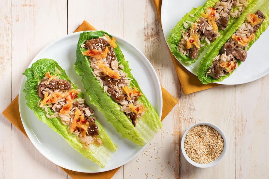 Easy Korean Beef and Kimchi Lettuce Wraps | Canadian Living