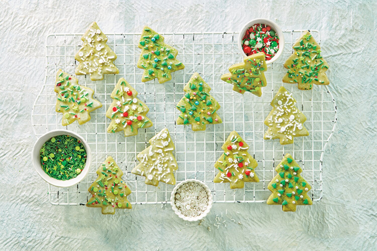 Matcha Shortbread Trees With Sprinkles | Canadian Living