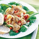 Garlic Chicken Livers with Red Pepper and Spinach | Canadian Living