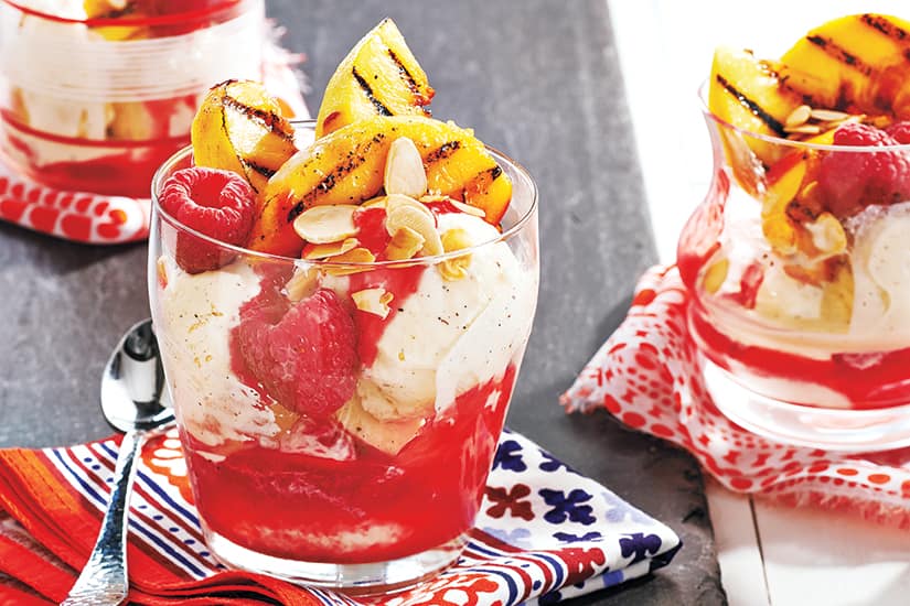 Grilled Peach Melba Sundae | Canadian Living