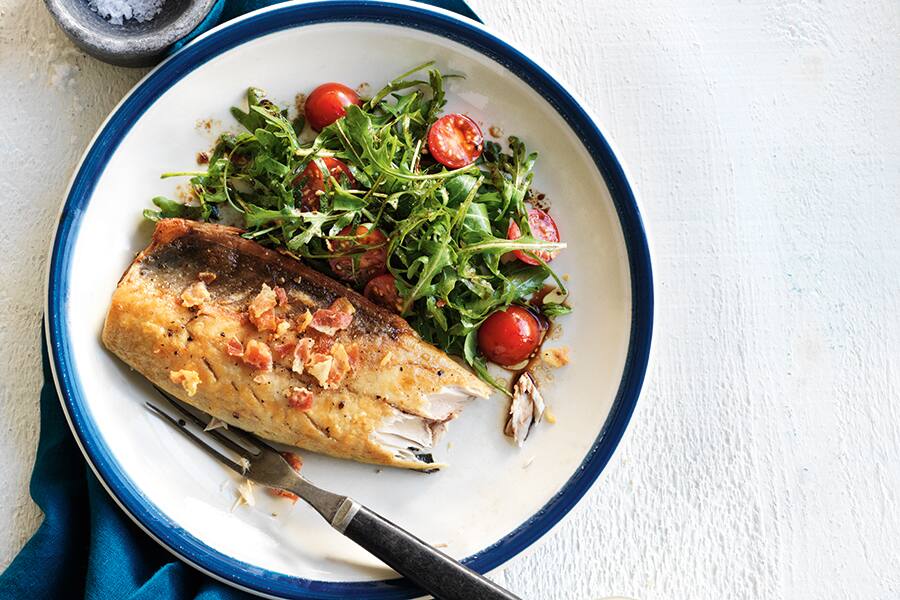 Crispy Mackerel with Pancetta and Herbed Salad | Canadian Living