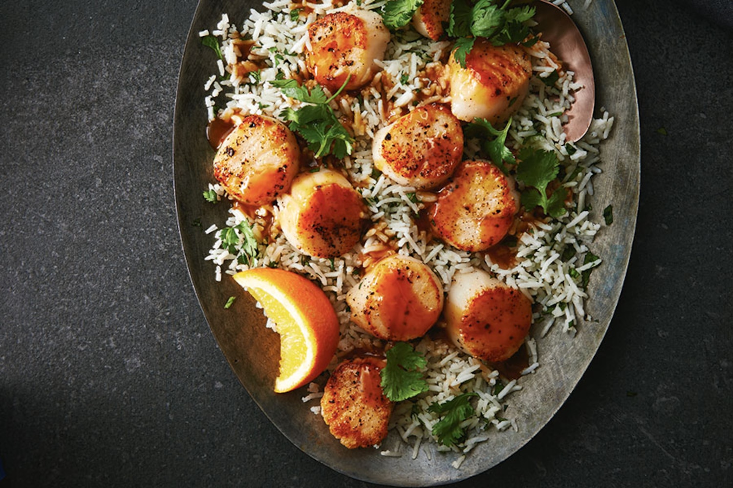 Orange- and Soy-Glazed Scallops With Coconut Basmati Rice | Canadian Living