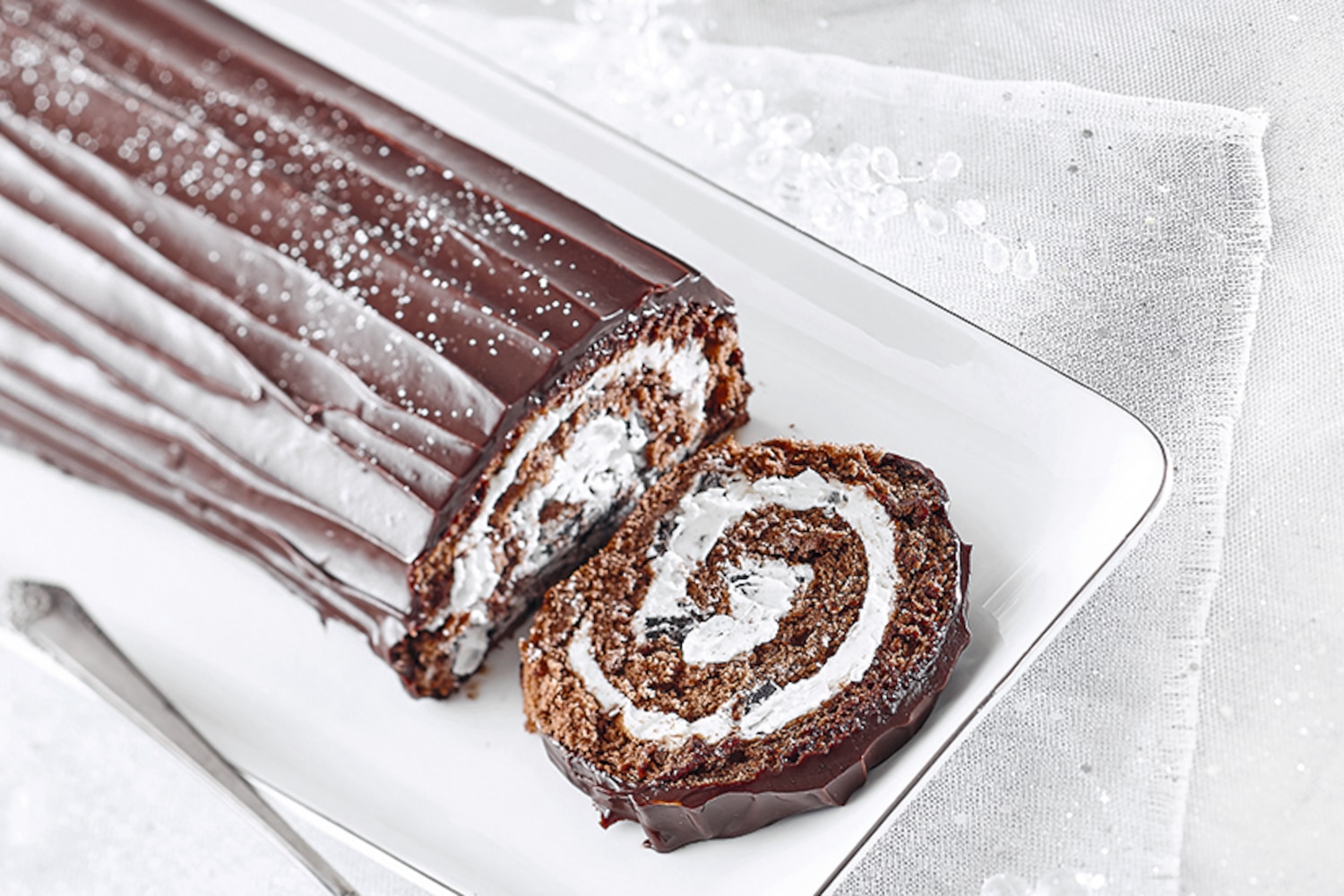 Chocolate Cookies & Cream Yule Log | Canadian Living