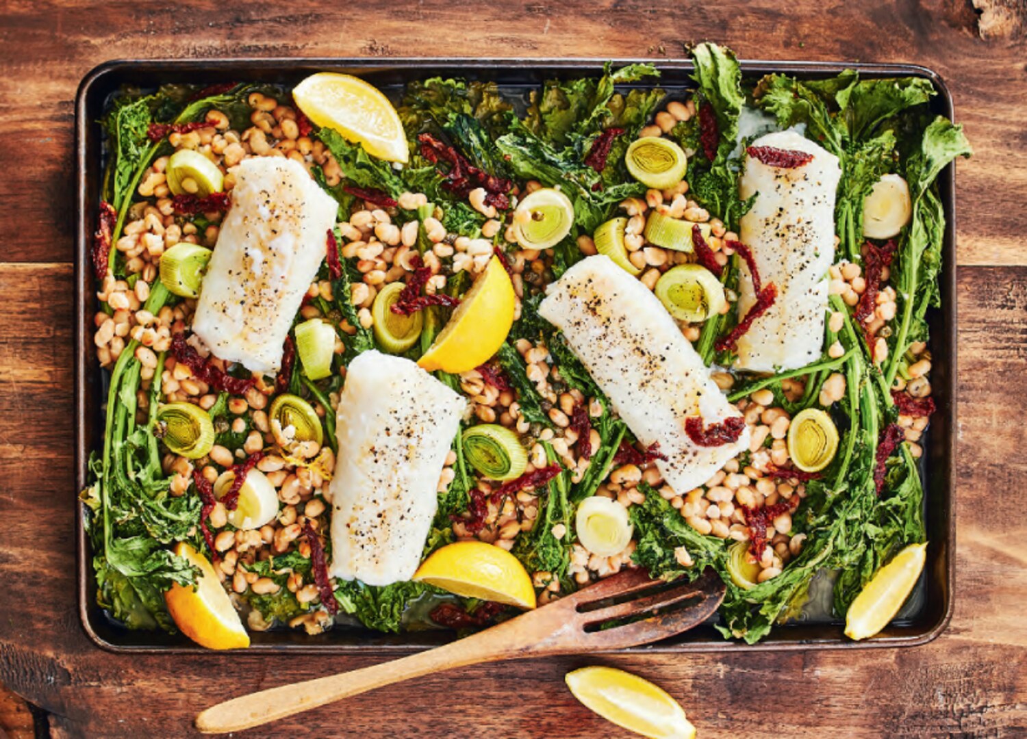 Sheet Pan Cod With White Beans & Broccolini | Canadian Living