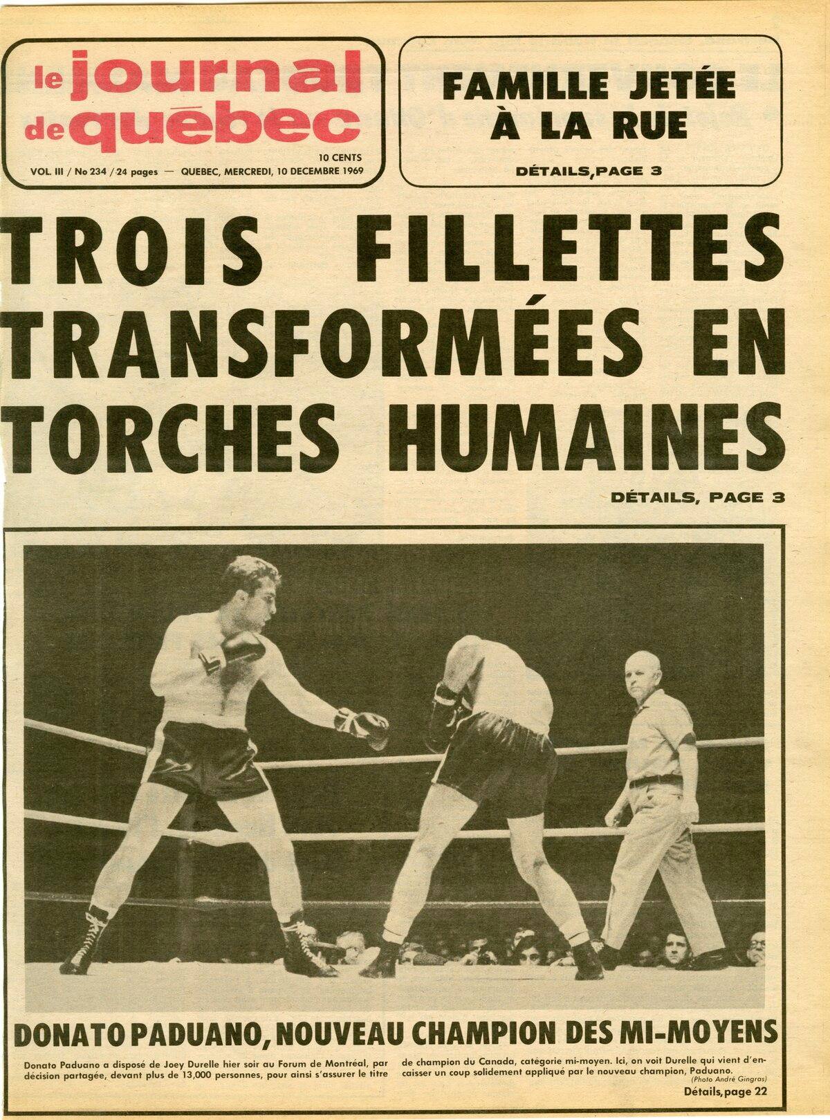 Dans nos archives: un jeune boxeur devenait champion en 1969 | JDQ