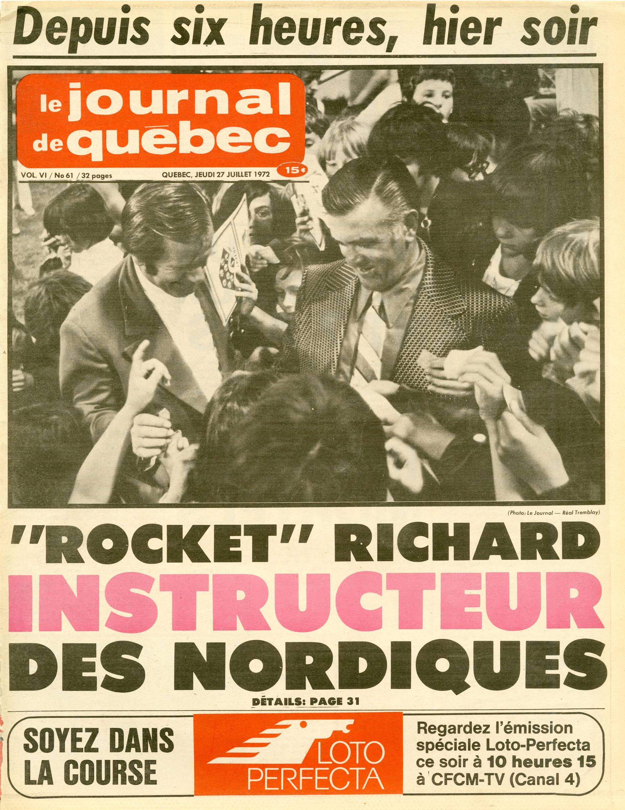 Maurice Richard derrière le banc des Nordiques: de «Rocket» à étoile ...