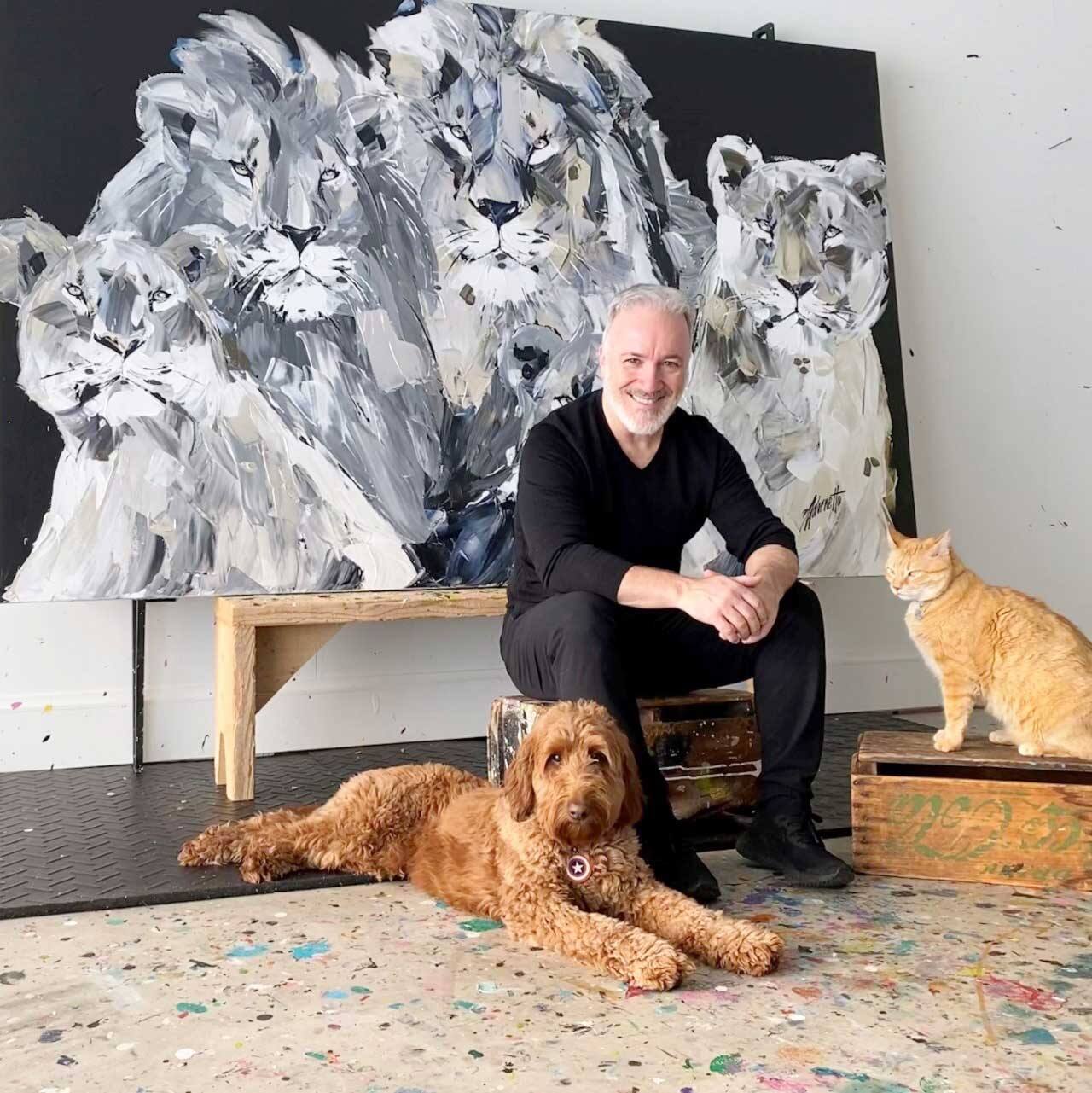 Mario Adornetto, peintre animalier et ses deux animaux | JDM