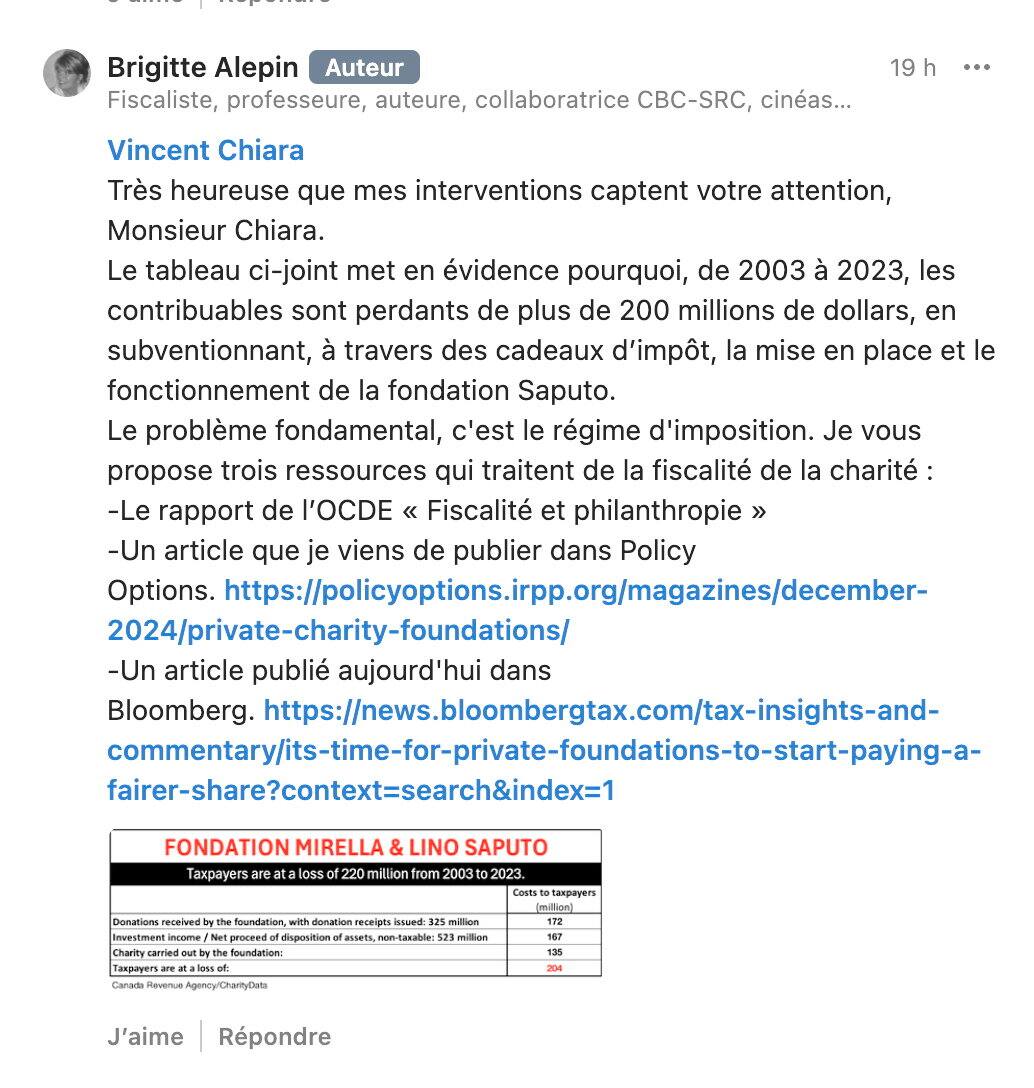 Investissement Québec derrière la Fondation Saputo en cas de déroute de ...