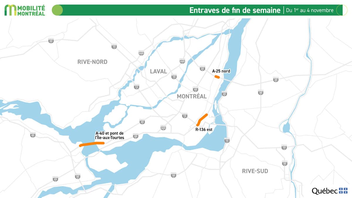 Entraves de la fin de semaine: le pont de l’Île-aux-Tourtes et la route ...