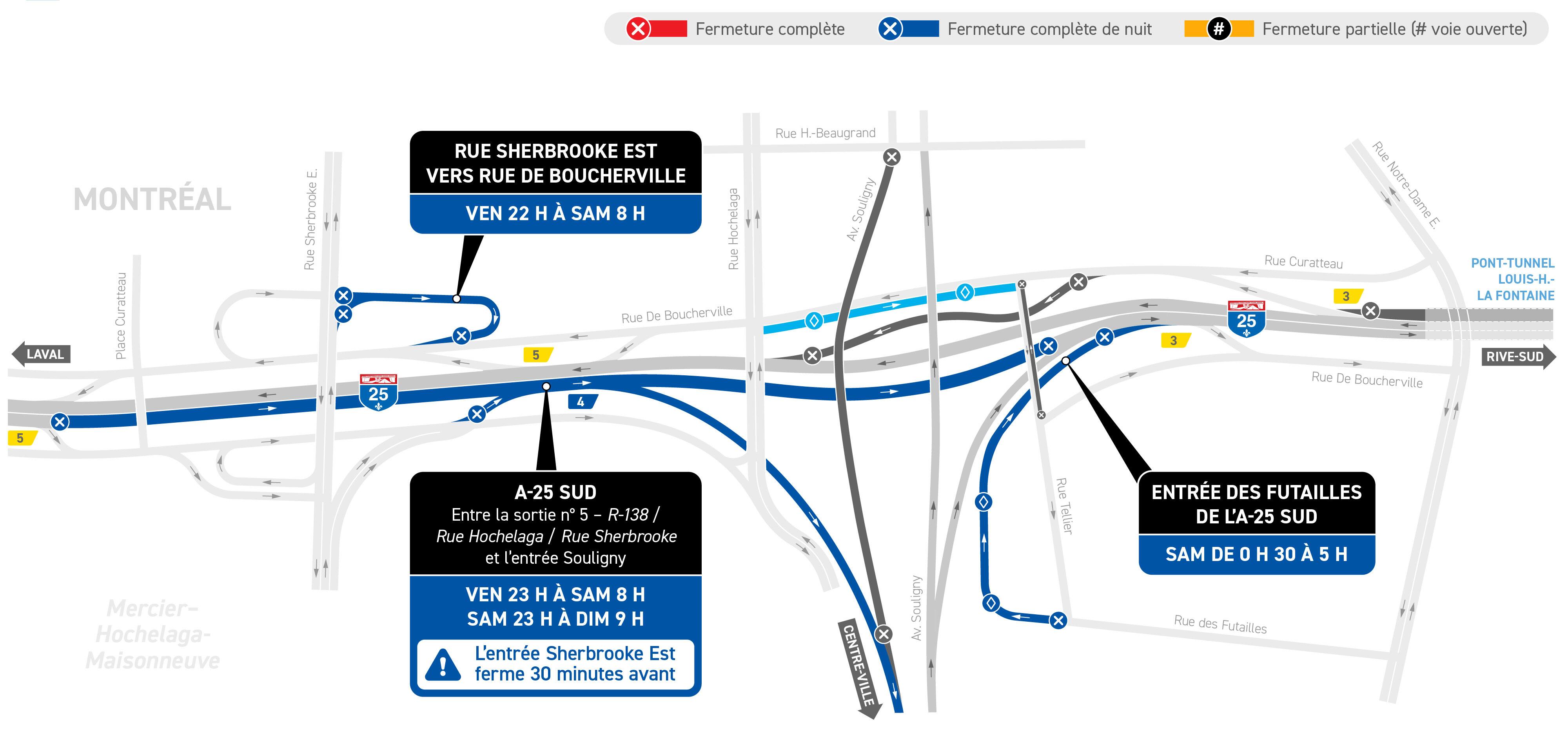 Tunnel La Fontaine: l’autoroute 25 en direction sud fermée de nuit ...