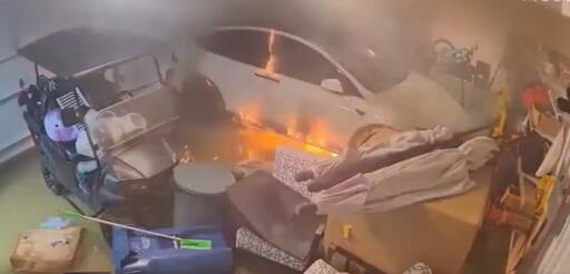 Ouragan «Helene»: une Tesla ravagée par les flammes dans un garage ...
