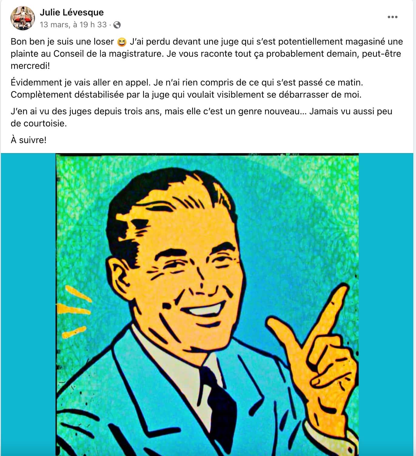 Julie Lévesque: une antimasque déclarée coupable se trouve ironiquement ...