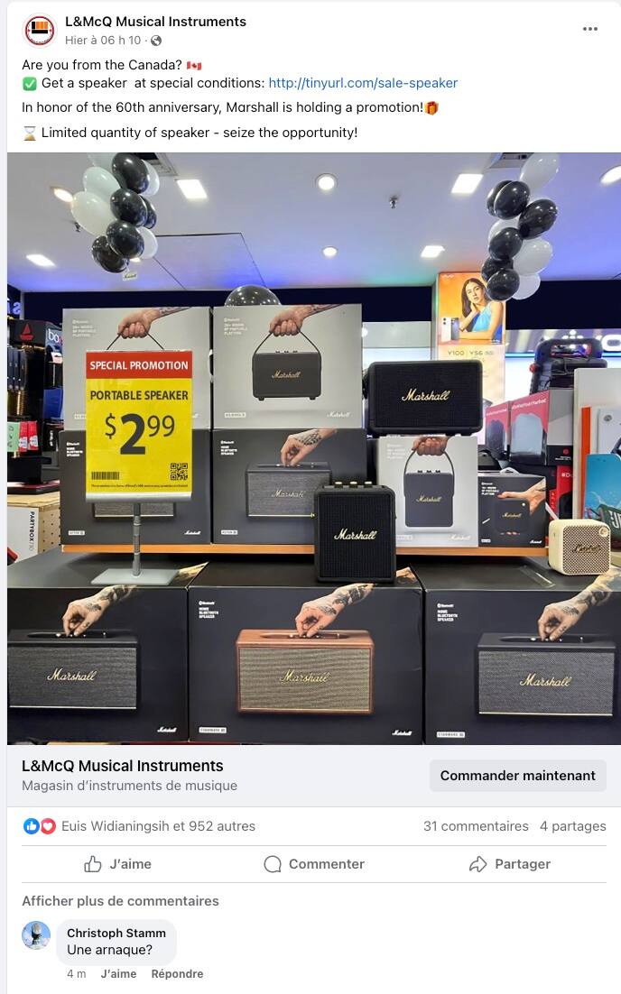 Arnaque bien orchestrée: des haut-parleurs valant 530$ vendus sur les ...