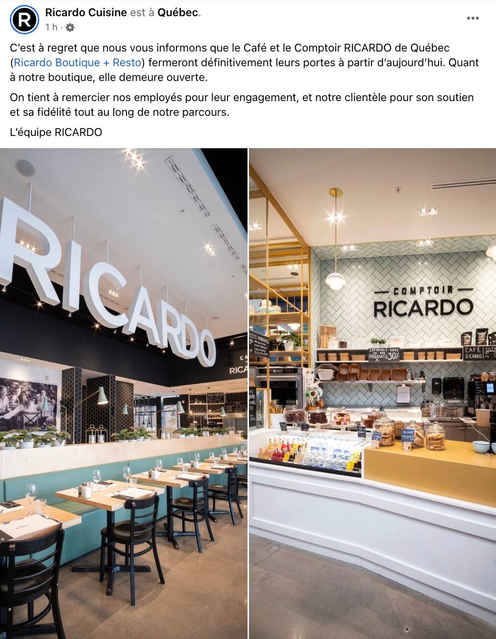 Le restaurant de Ricardo ferme ses portes à Québec | JDQ