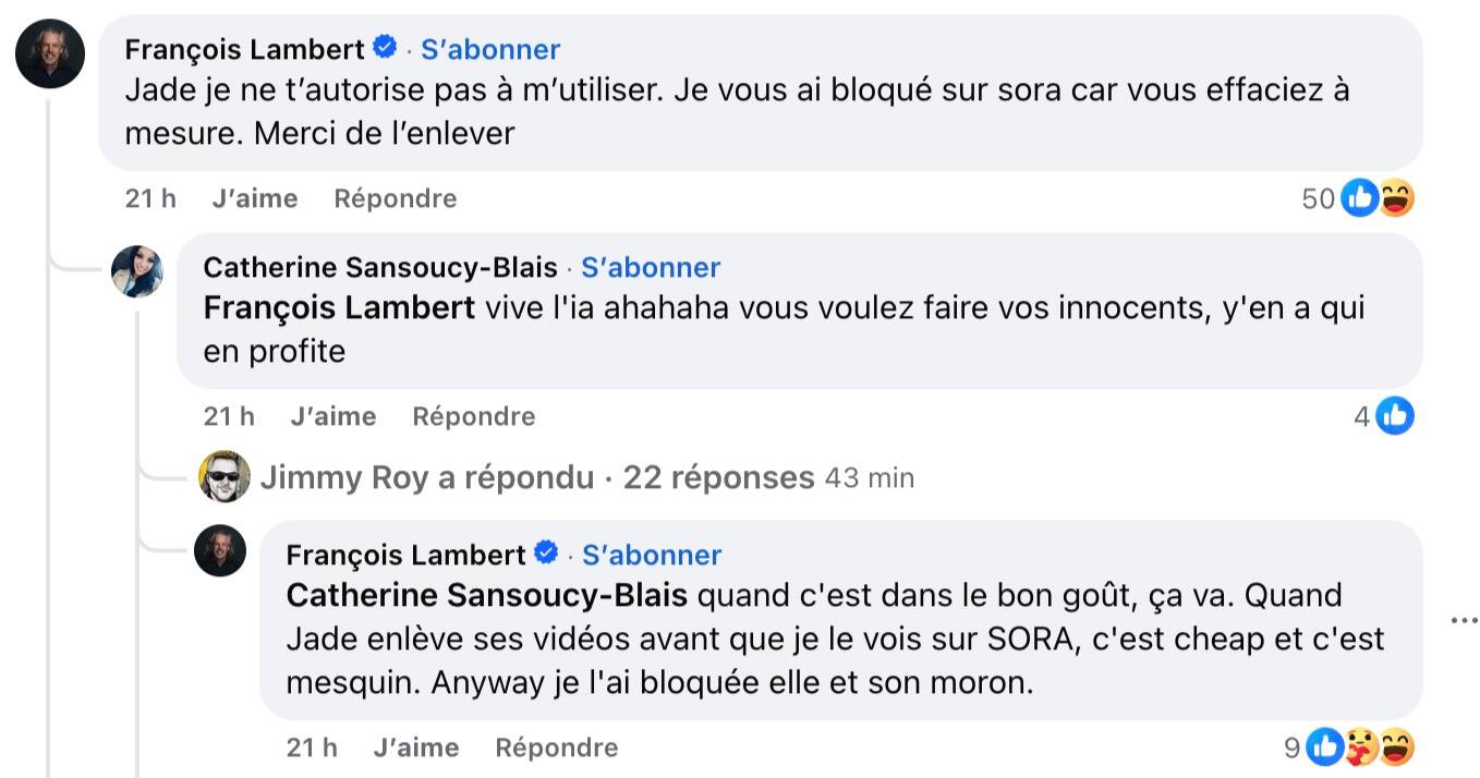 «Moron», «Cave»: la chicane est pognée entre François Lambert et Jade ...