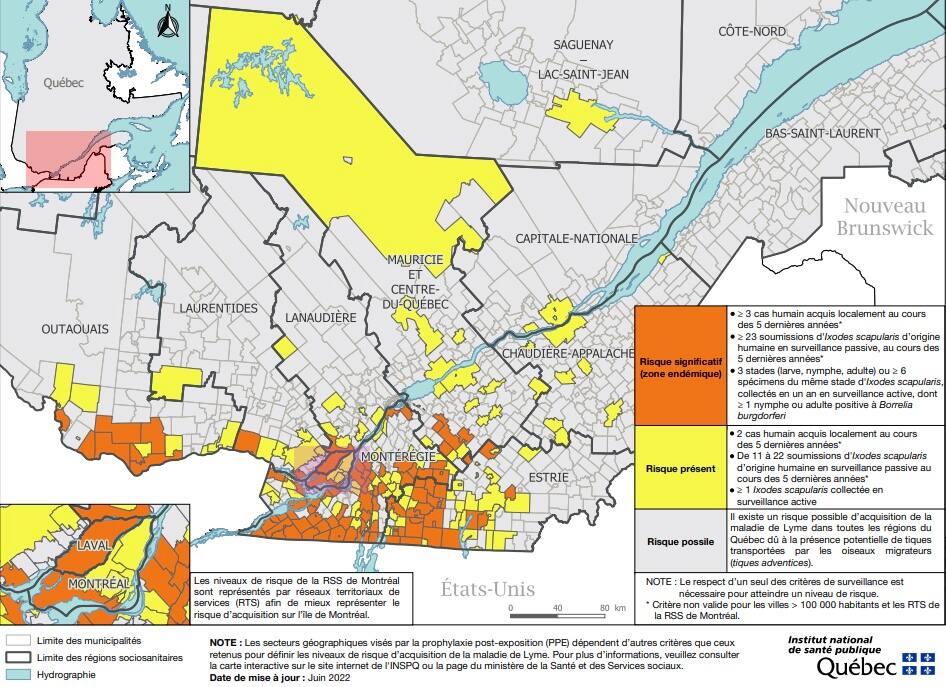 Voici comment le territoire des tiques s’est étendu au Québec depuis ...