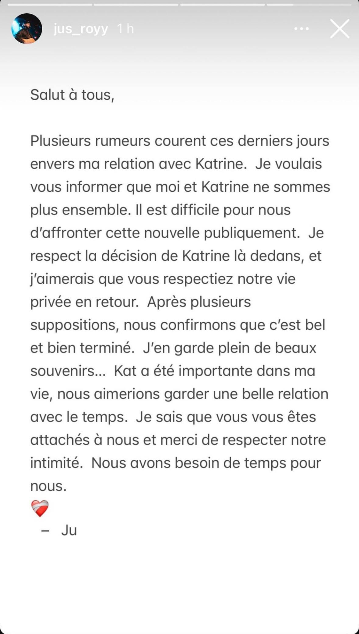 Katrine Sansregret confirme sa séparation dans un douloureux message | billie