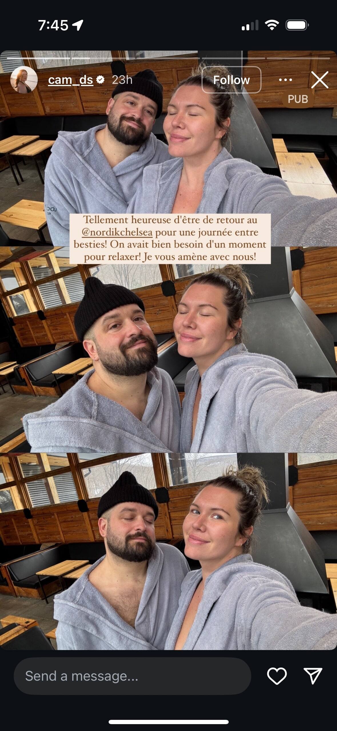 À Paris pour Pâques, Alicia Moffet et Frédérick Robichaud sont capturés dans un intime moment en ...