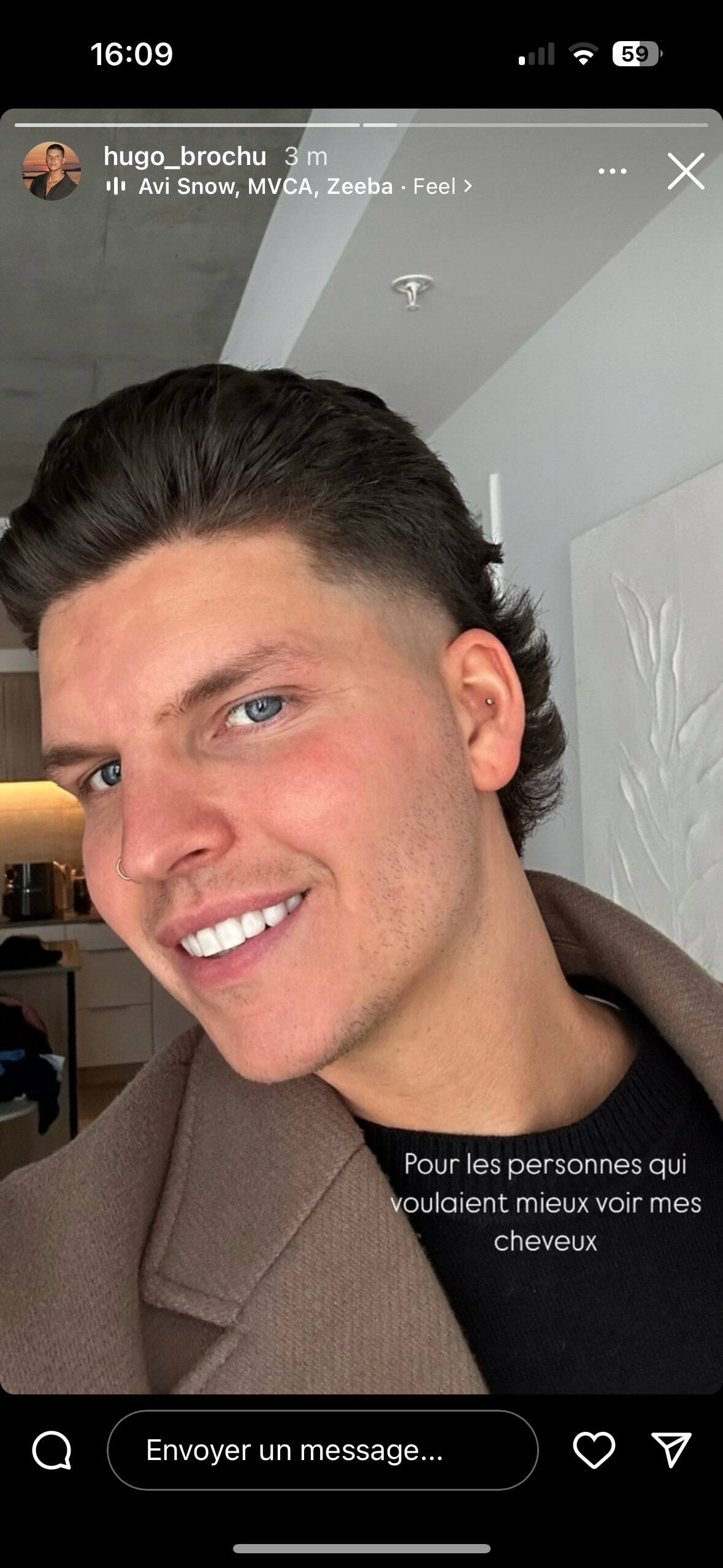 Hugo Brochu présente son plus gros changement capillaire à ce jour | billie