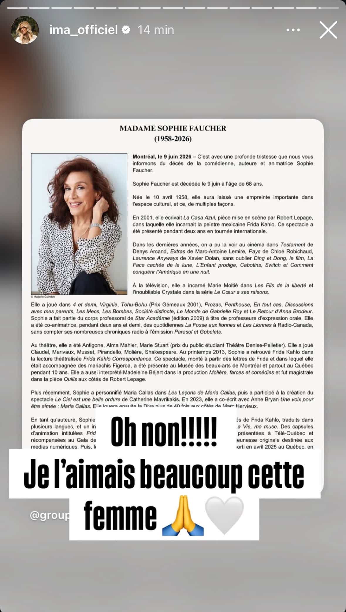 Décès de Sophie Faucher: collègues et amis lui rendent hommage | 7 Jours