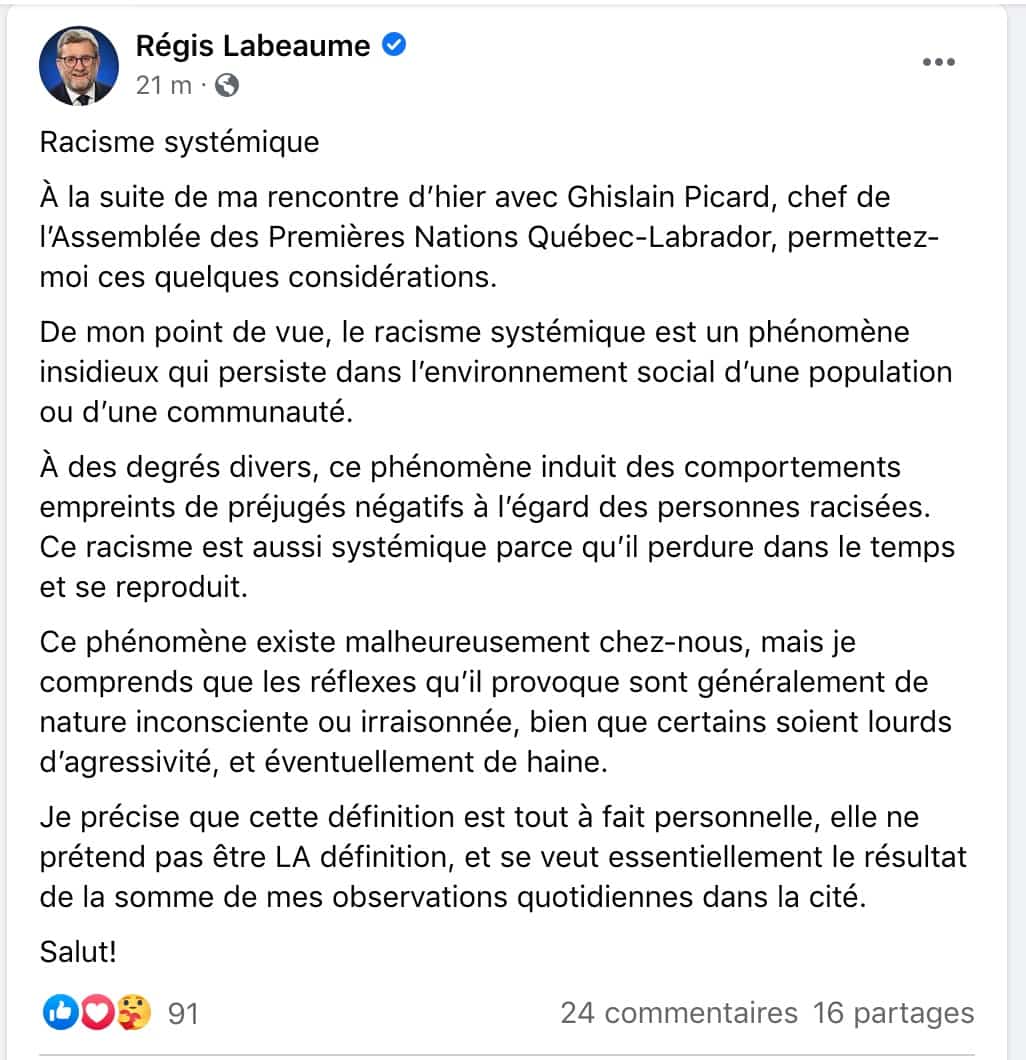 Il y a du «racisme systémique», selon Labeaume | JDM