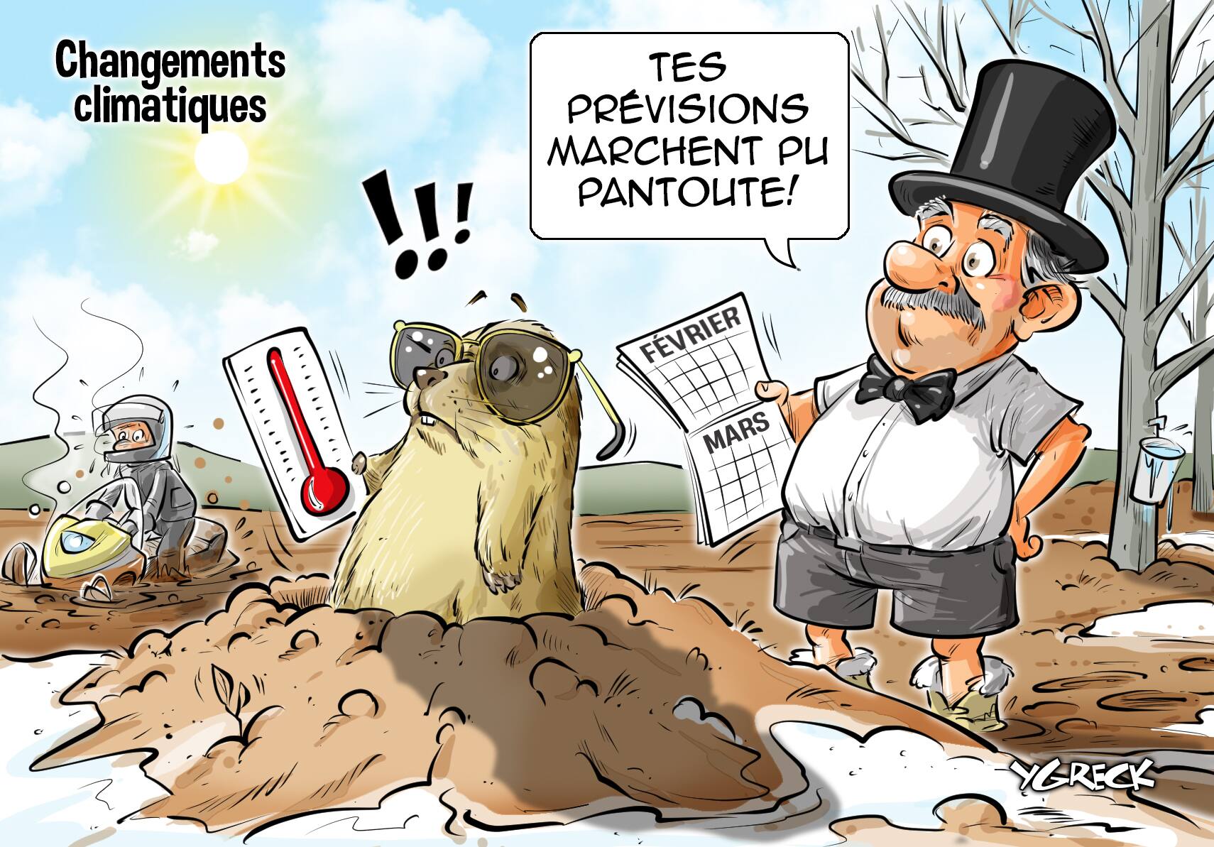 La caricature d'Ygreck en vidéo: la marmotte et le redoux hivernal | JDQ