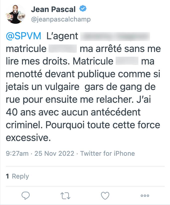 Jean Pascal arrêté pour alcool au volant: arrogant et agressif avec la ...