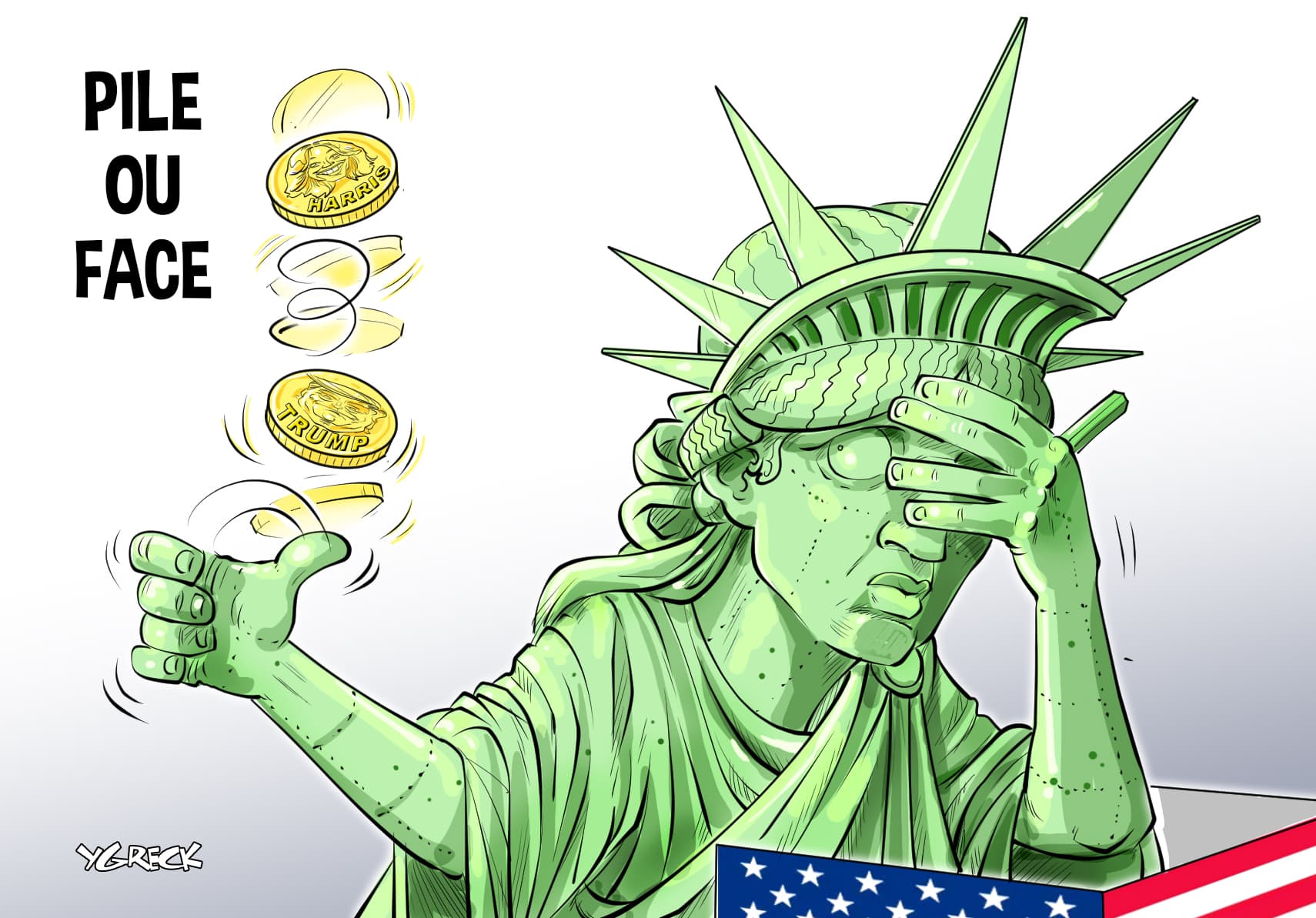 La caricature d’Ygreck en vidéo: élection américaine, pile ou face? | JDQ
